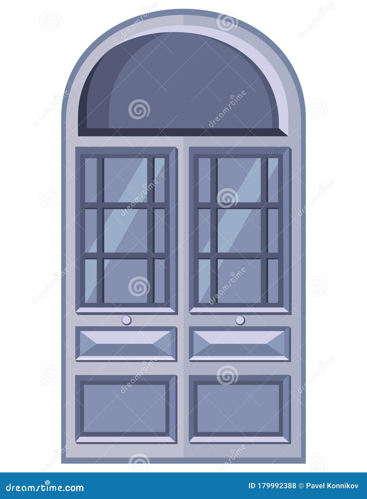 Double Door in Cartoon Style. Stock Vector - Illustration of decoration ...