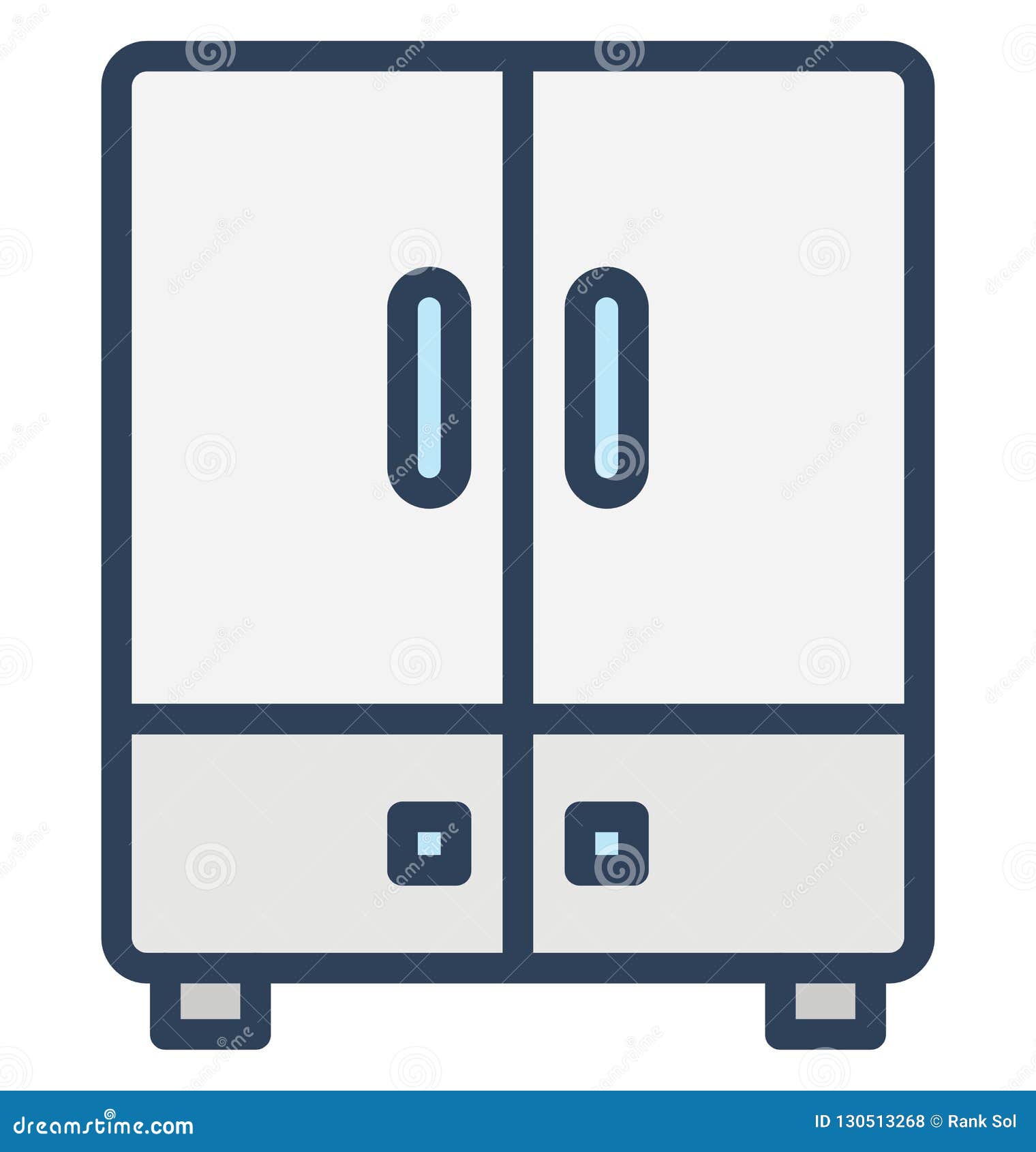 Double Door Fridge, Electronics Isolated Vector Icon that Can Be Easily ...