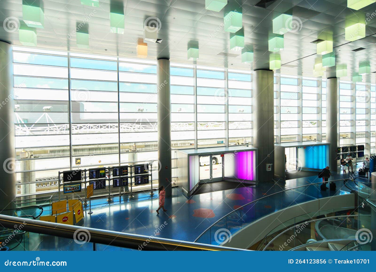 Double Doors Indoor Colorful Building Neon Lights All Around Stock ...