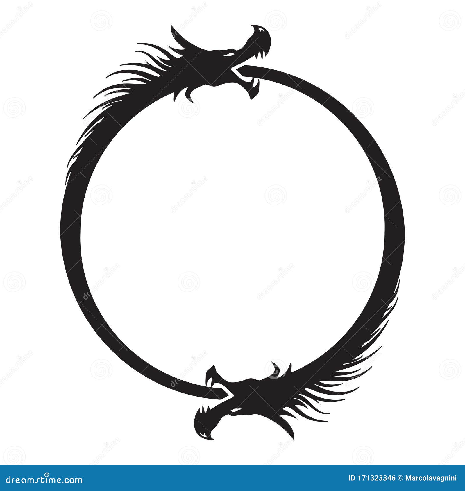 Double Dragons Ouroboros Infinity Symbol Stock Vector - Illustration of ...