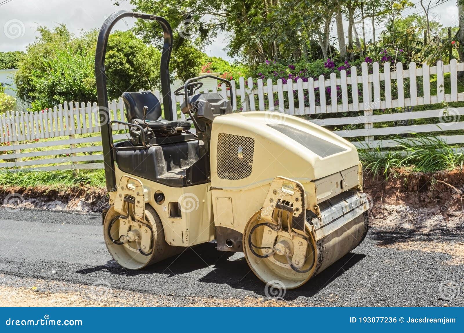 Double Drum Road Compactor stock photo. Image of road - 193077236