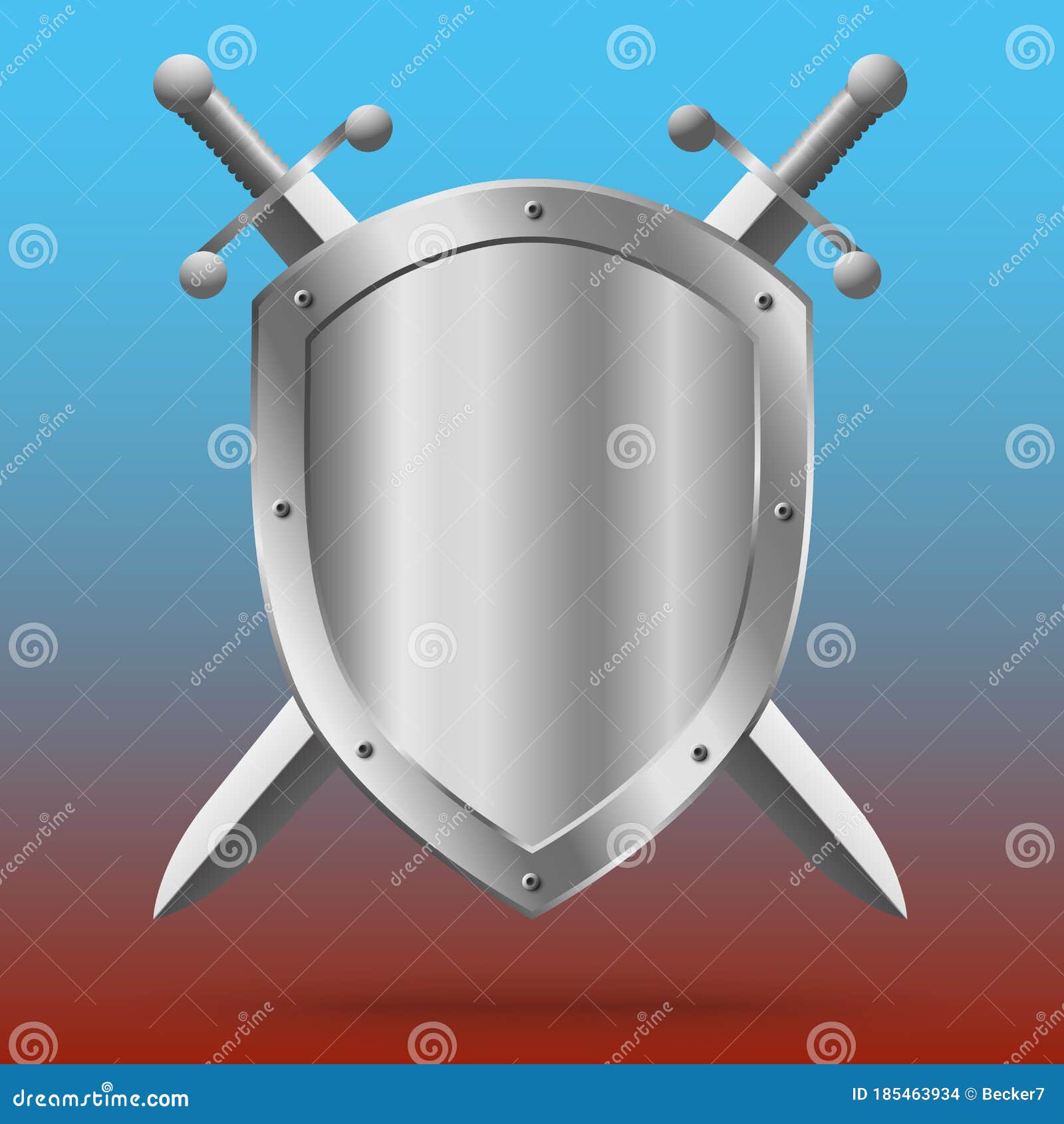 Double-edged Swords and Medieval Shield Stock Vector - Illustration of ...