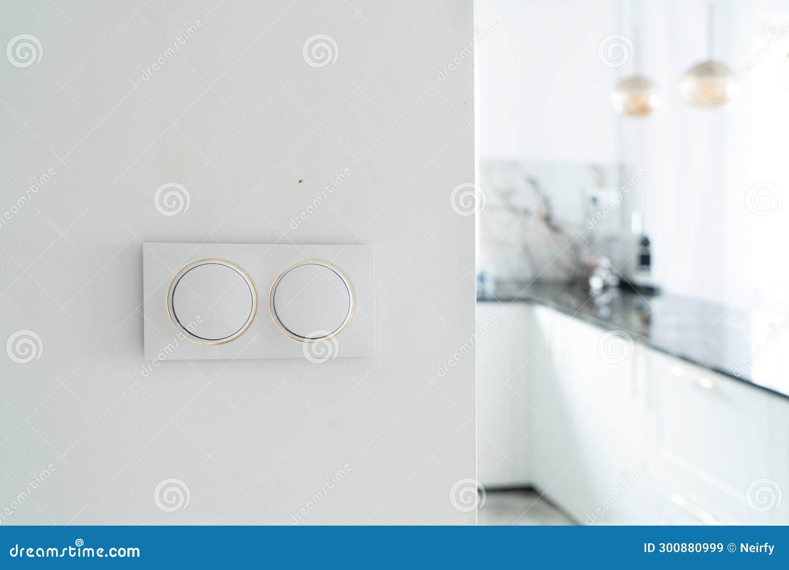 Double Electric Light Switch on White Concrete Wall Stock Image - Image ...