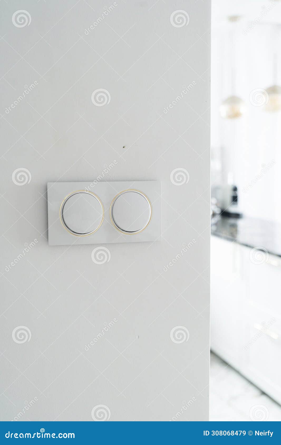 Double Electric Light Switch on White Concrete Wall Stock Image - Image ...