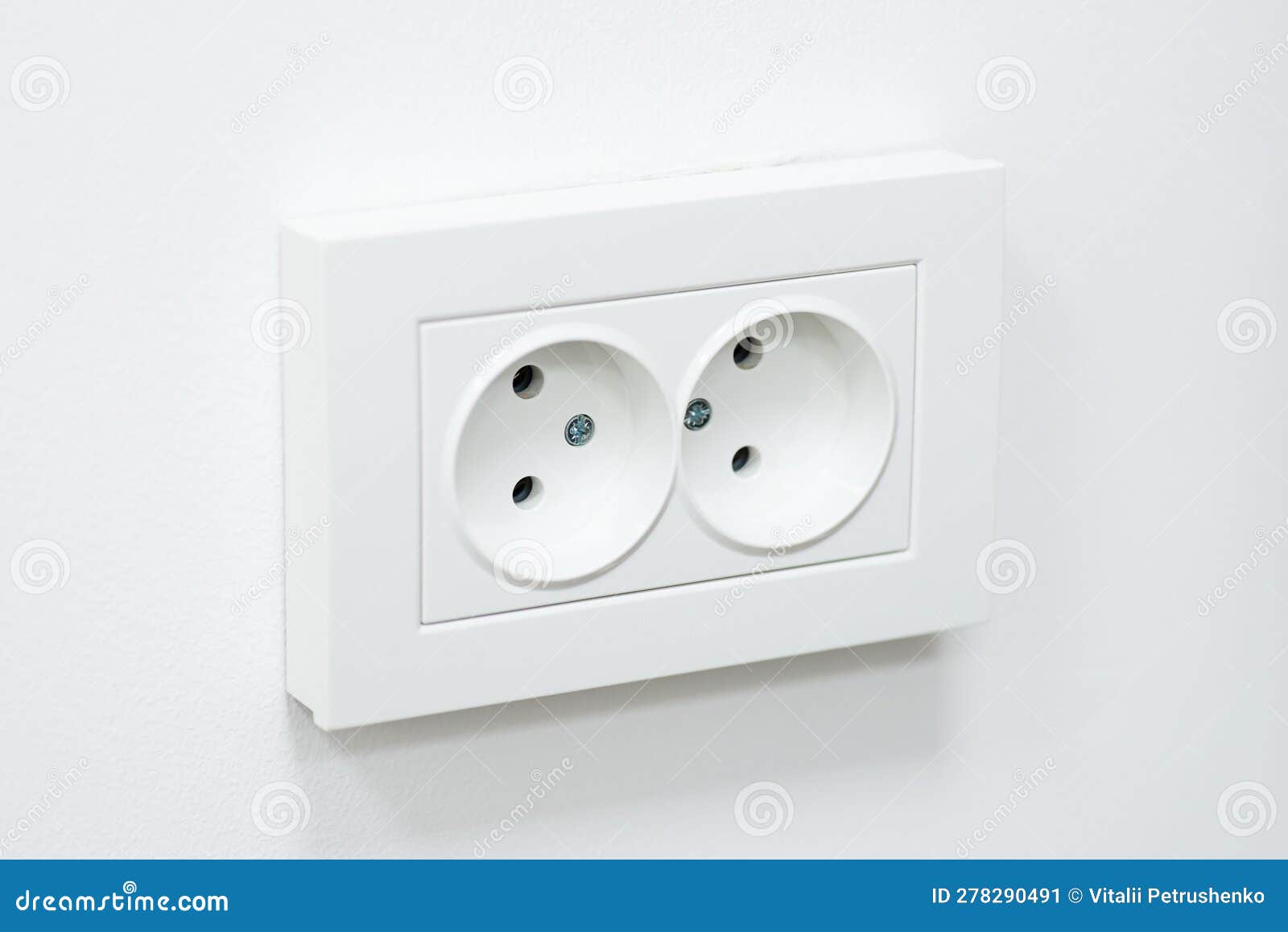 Double Electric Plug in a White Wall Stock Image - Image of power, wire ...