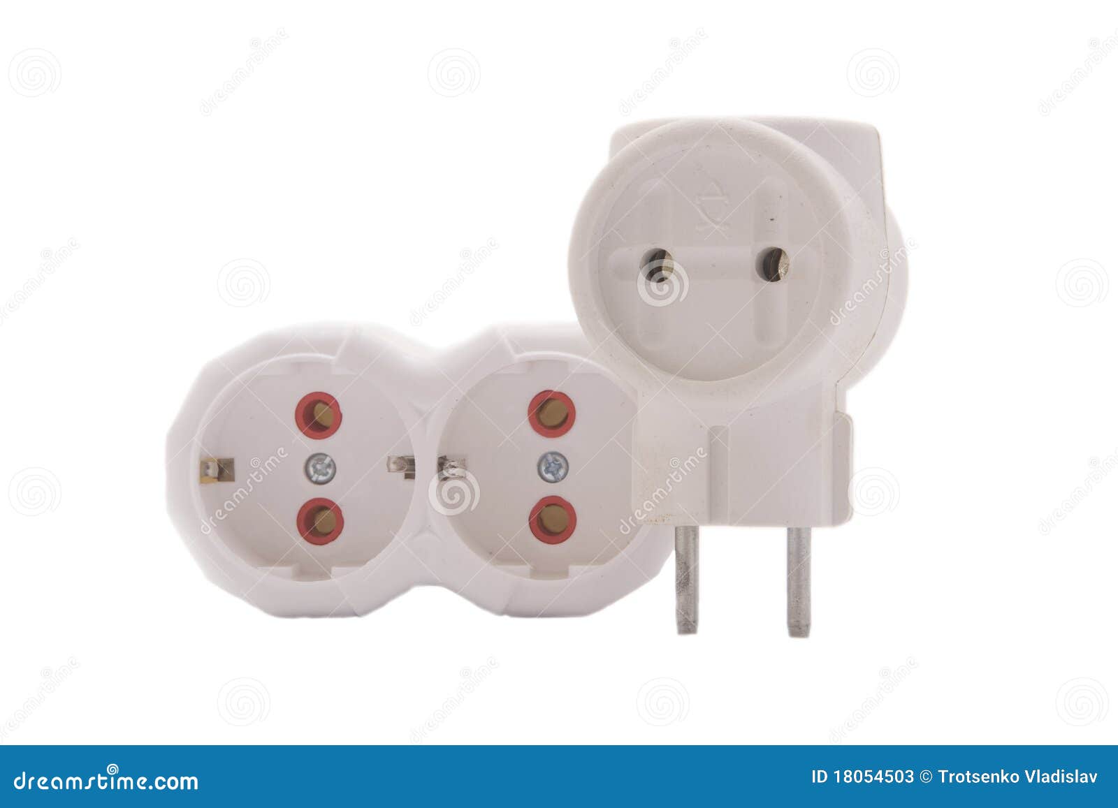 The Double Electric for the Socket Stock Image - Image of safe, plastic ...