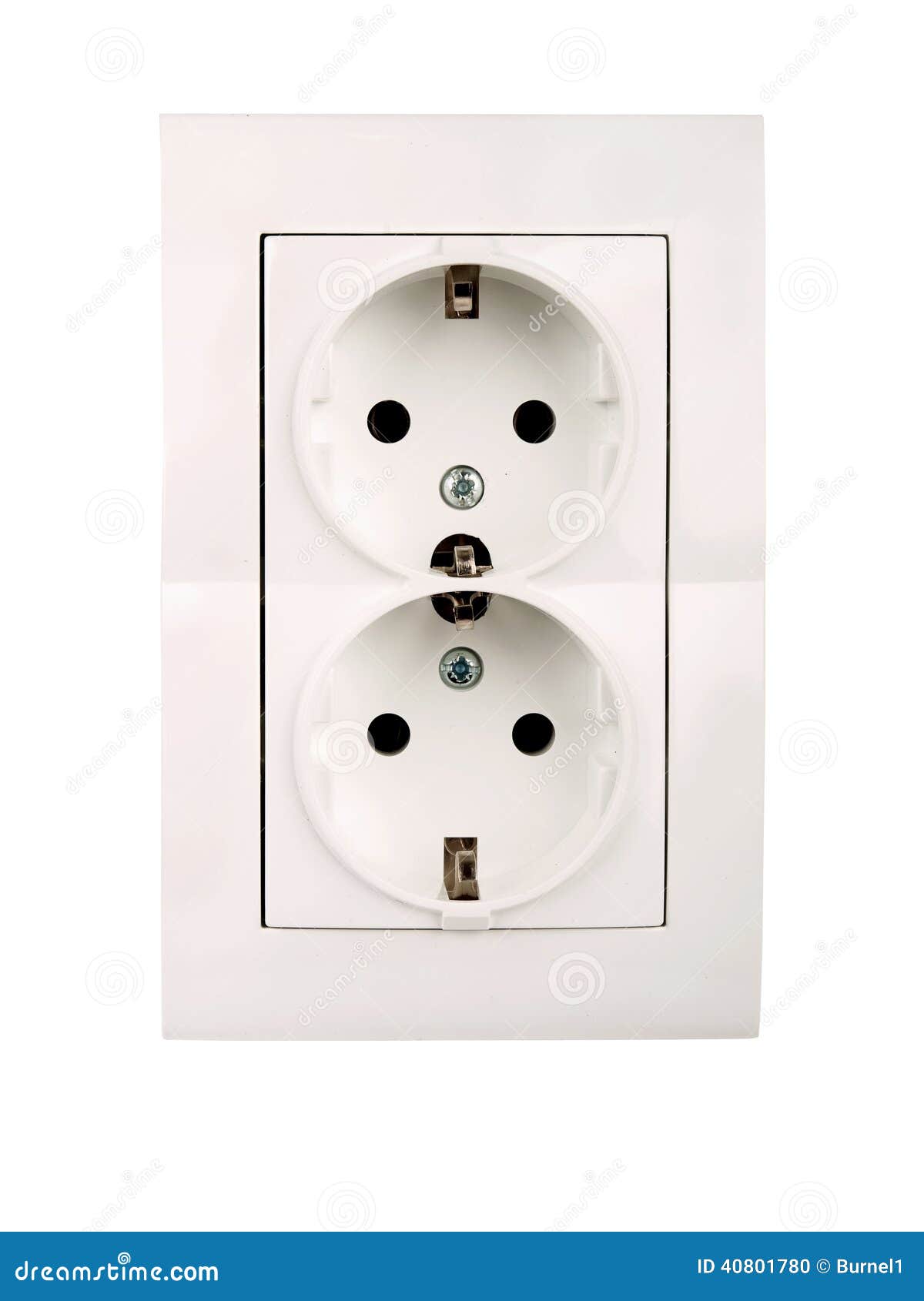 Double Electric Socket Protruding From The Wall, Holding On To Electric ...