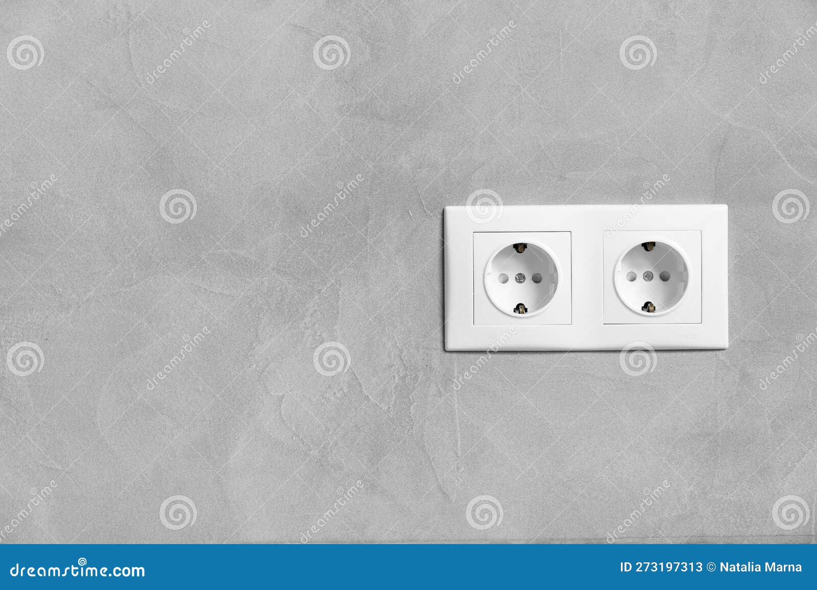Double Electrical Outlet on a Gray Wall Copy Space Stock Image - Image ...