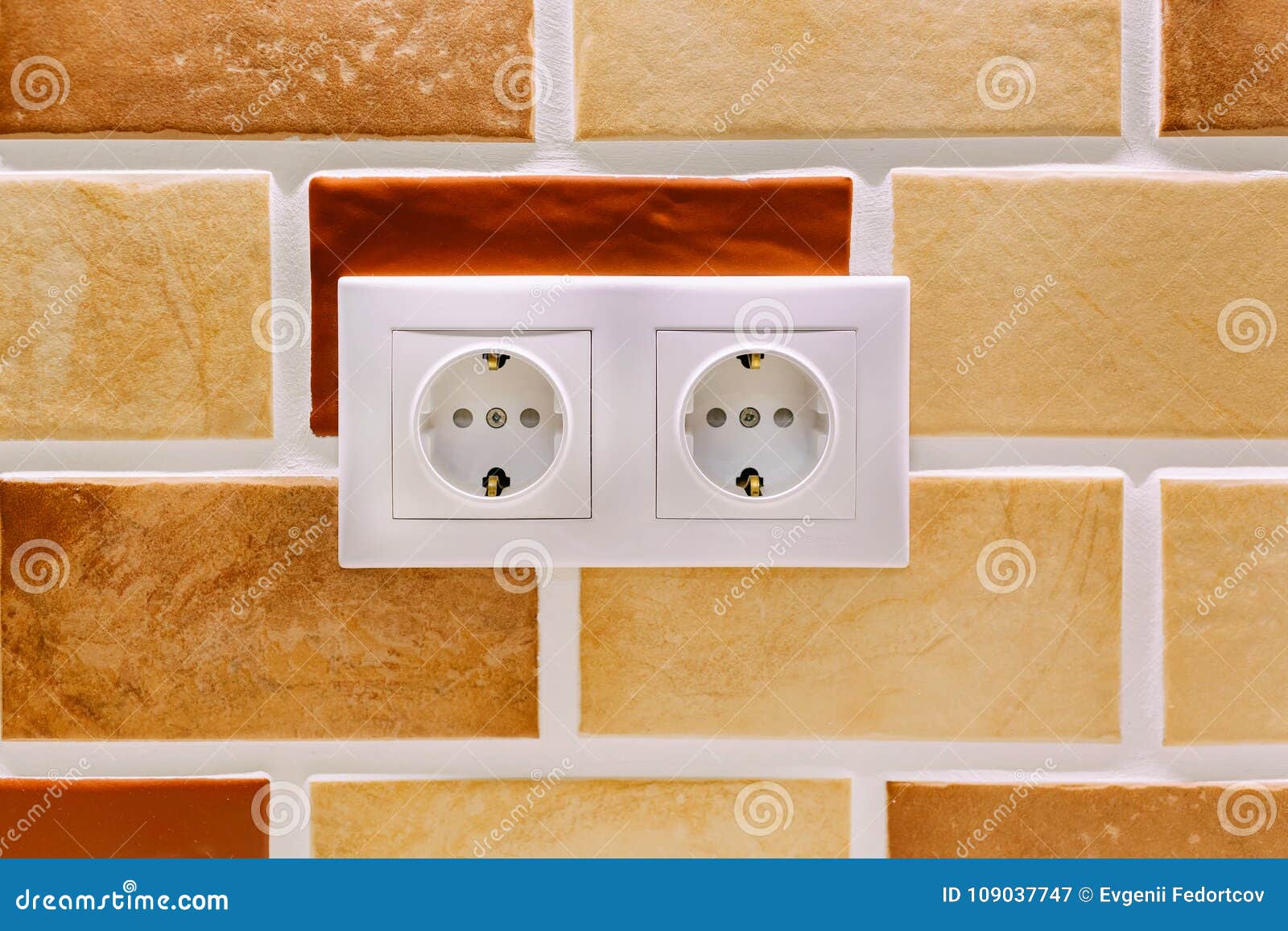 Double electrical outlet stock image. Image of brown - 109037747
