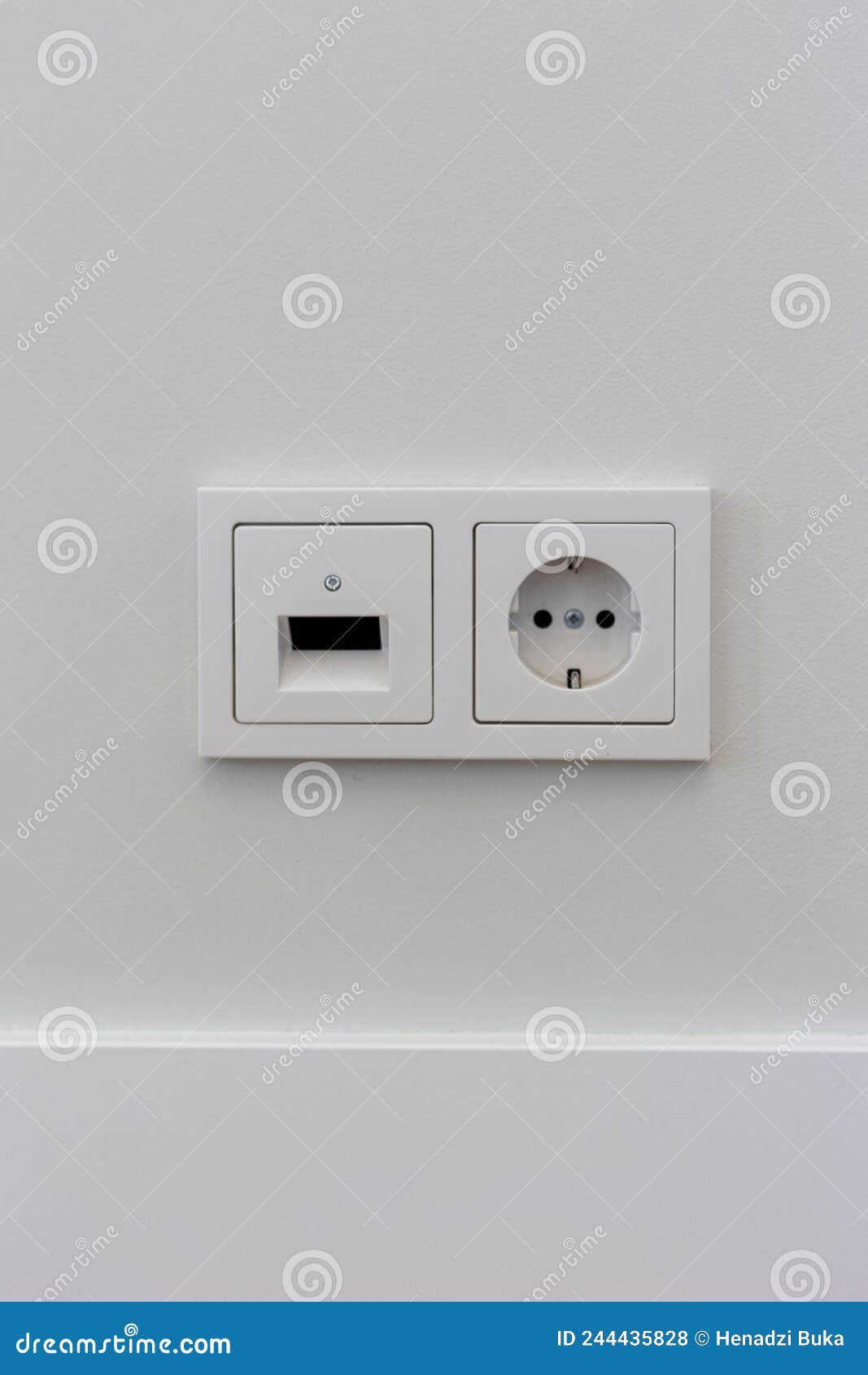 Double Electrical Socket on a White Wall in the Room Stock Photo ...