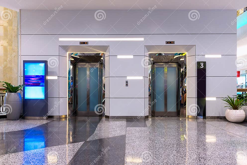 Double Elevators in Department Stock Photo - Image of architectural ...