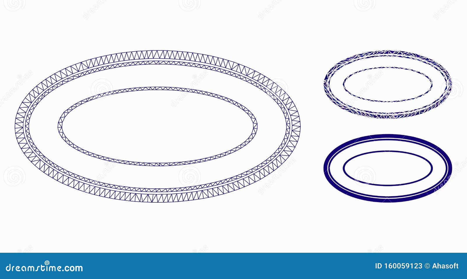 Double Ellipse Frame Vector Mesh Wire Frame Model and Triangle Mosaic ...