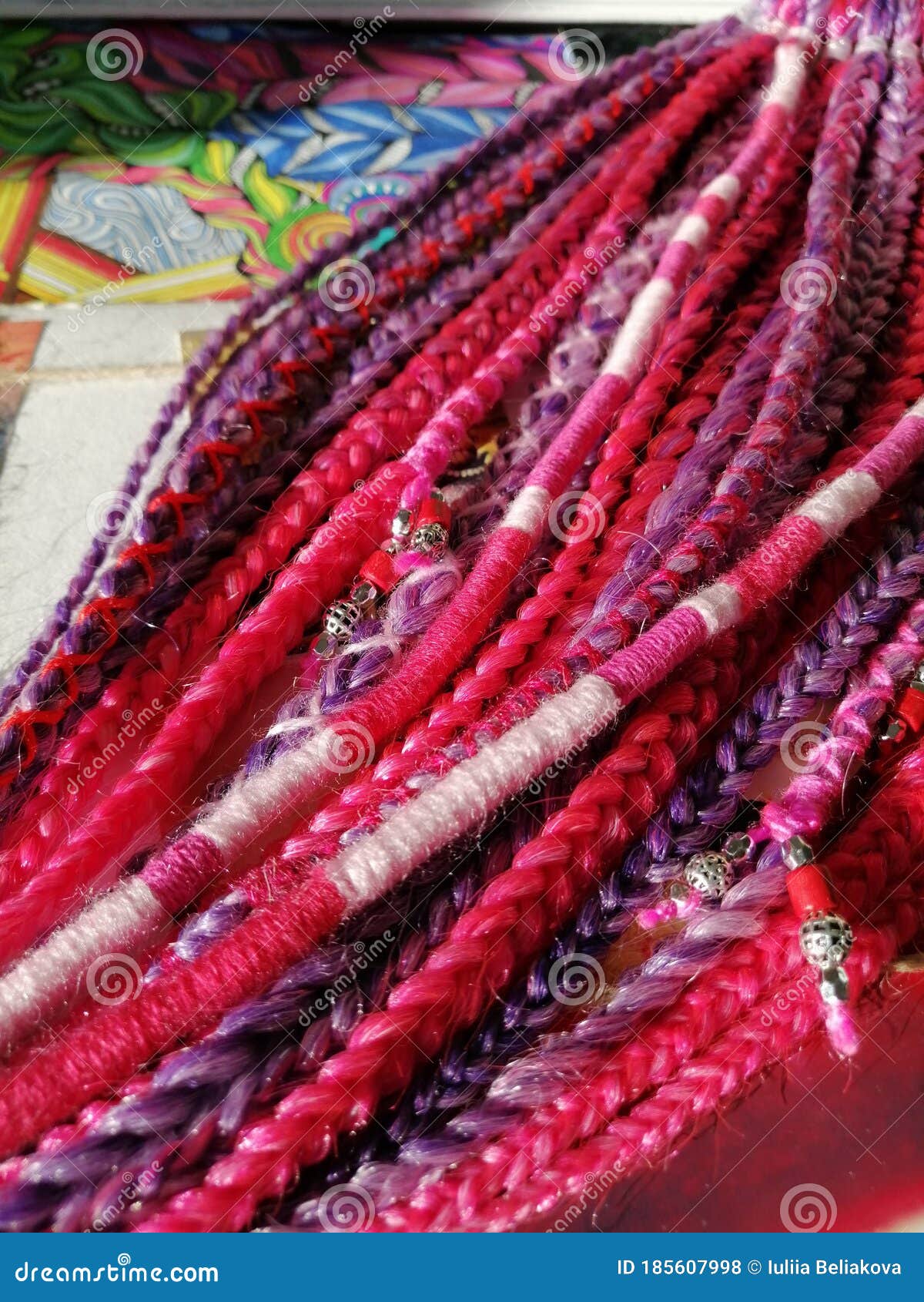 Double Ended Synthetic Braids and Dreadlocks Pink Stock Photo - Image ...