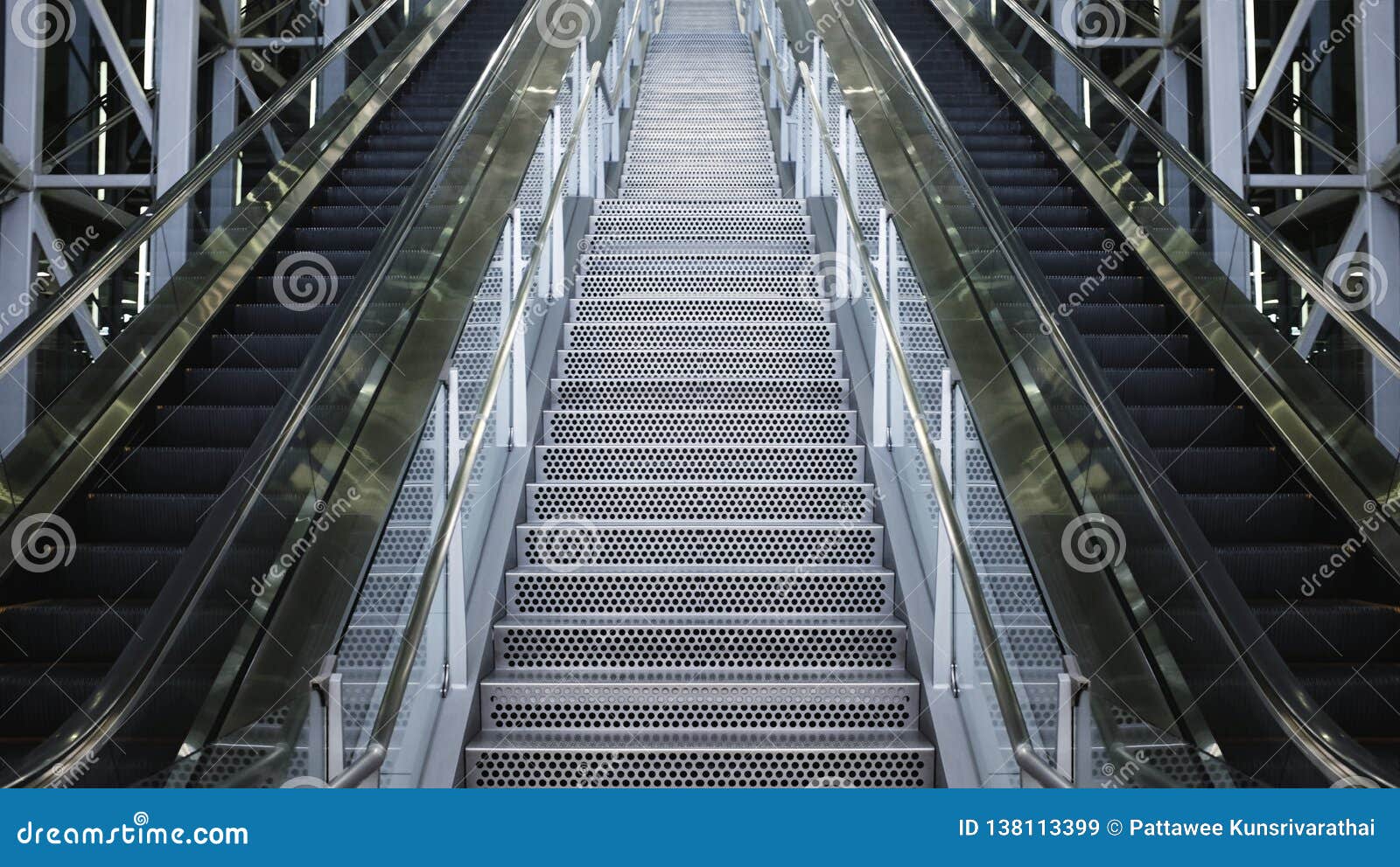Double Escalator Symmetry Future Style Stock Image - Image of escalator ...