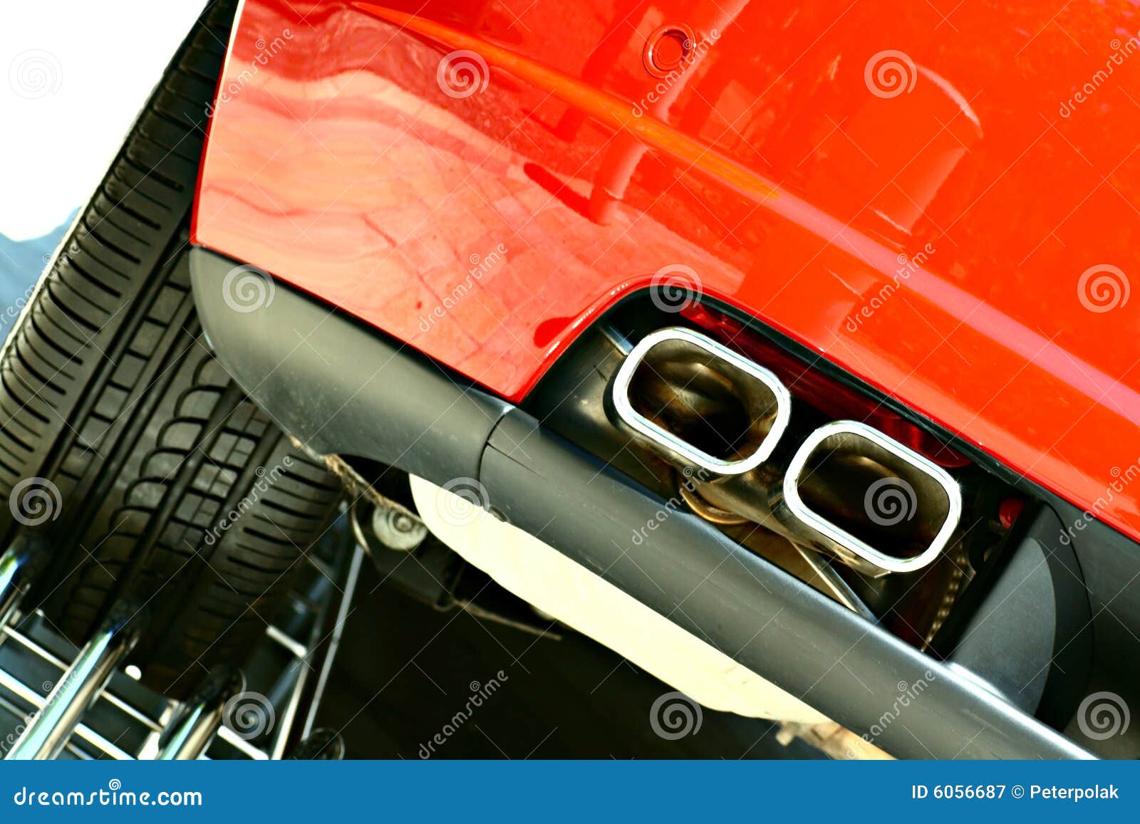 Double Exhaust and Wheel of a Sports Car Stock Image - Image of auto ...