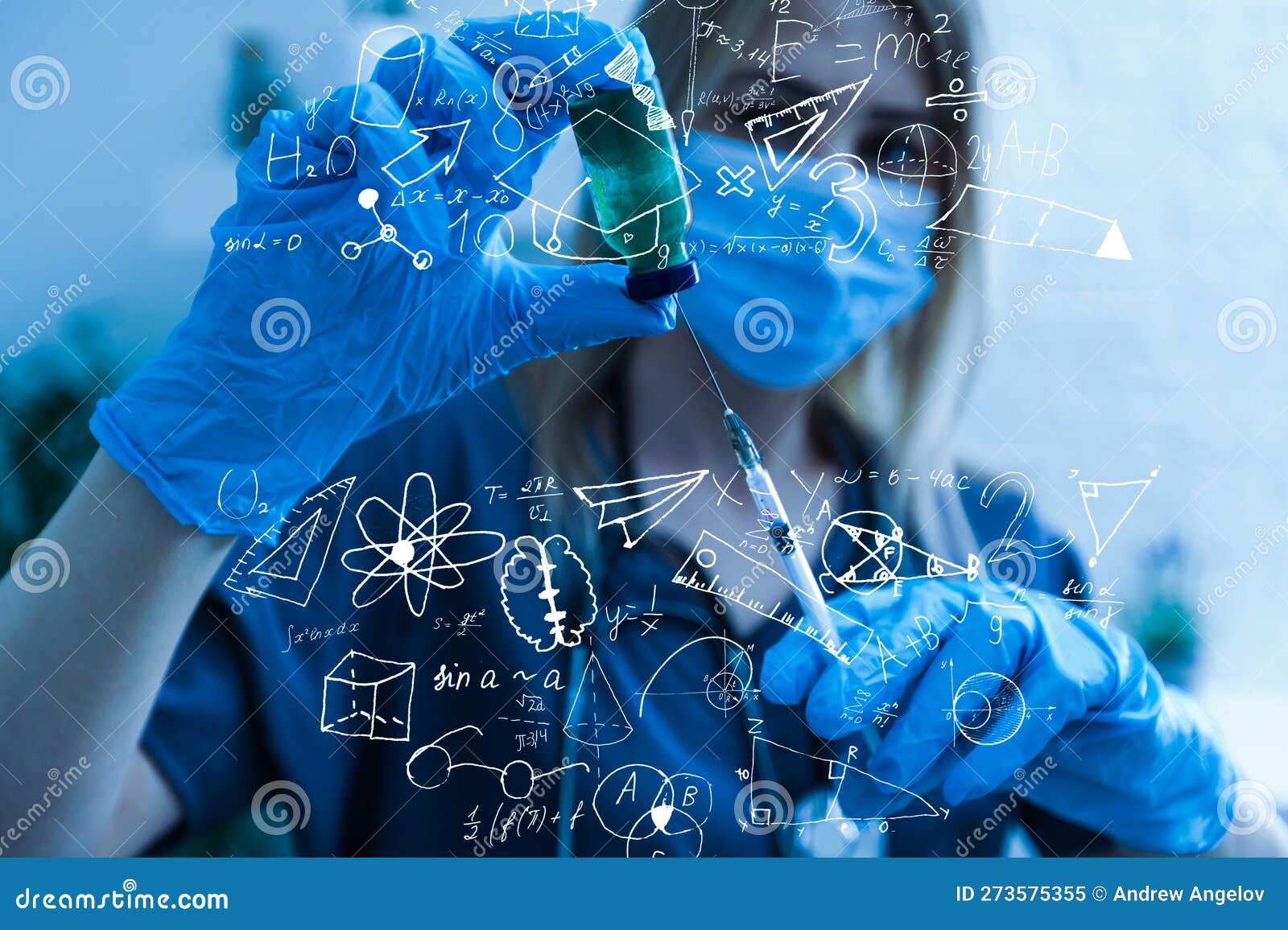 Double Exposure of Abstract Virtual Chemistry Hologram on Modern ...