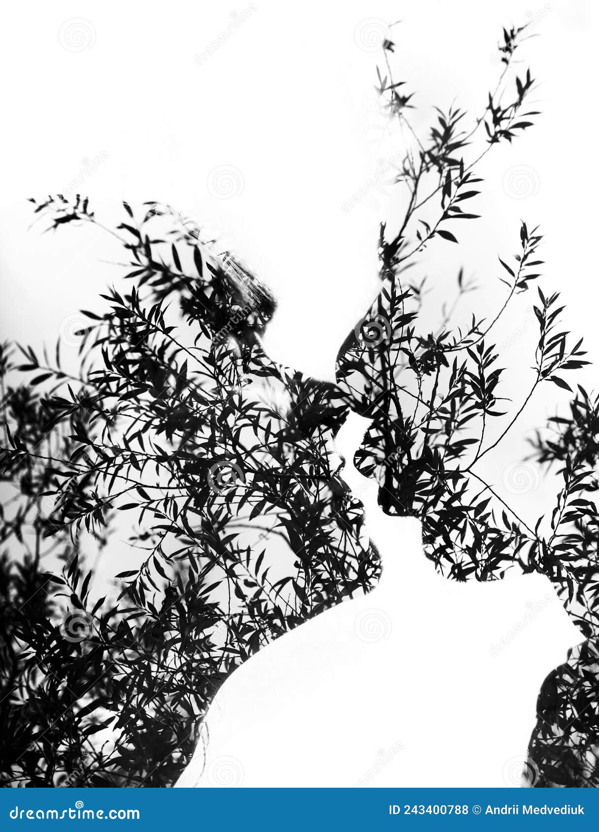 Double Exposure on the Background of Trees, People on the Background of ...