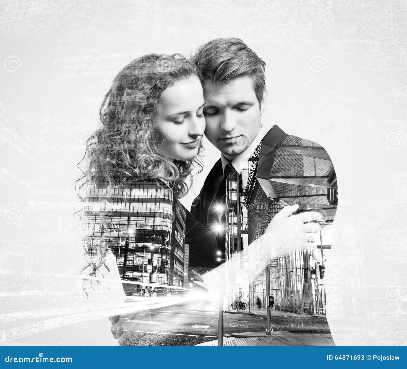 Double Exposure of Beautiful Young Couple Stock Image - Image of ...