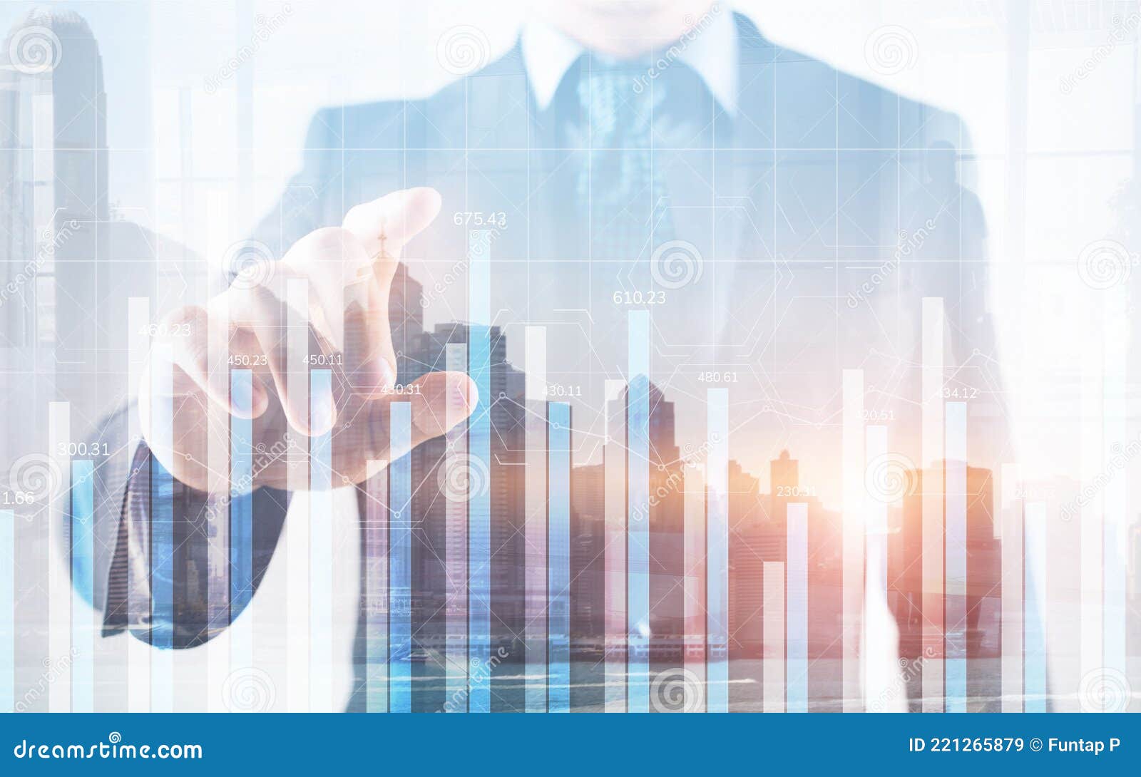 Double Exposure Blue Chart Financial Graphs and Diagrams Stock Image ...