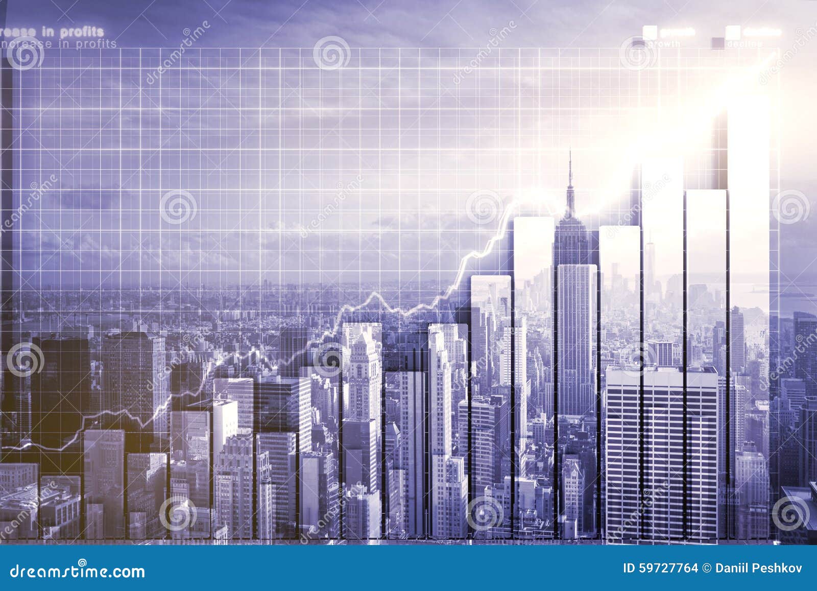 Double Exposure with Business Graph Stock Illustration - Illustration ...