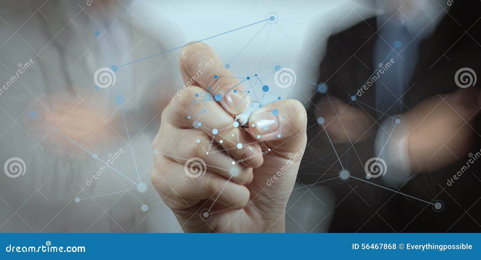 Double Exposure of Business Hand Working Stock Photo - Image of email ...