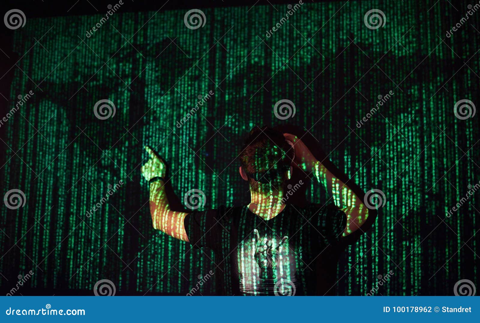 Double Exposure of a Caucasian Man and Virtual Reality Headset is ...