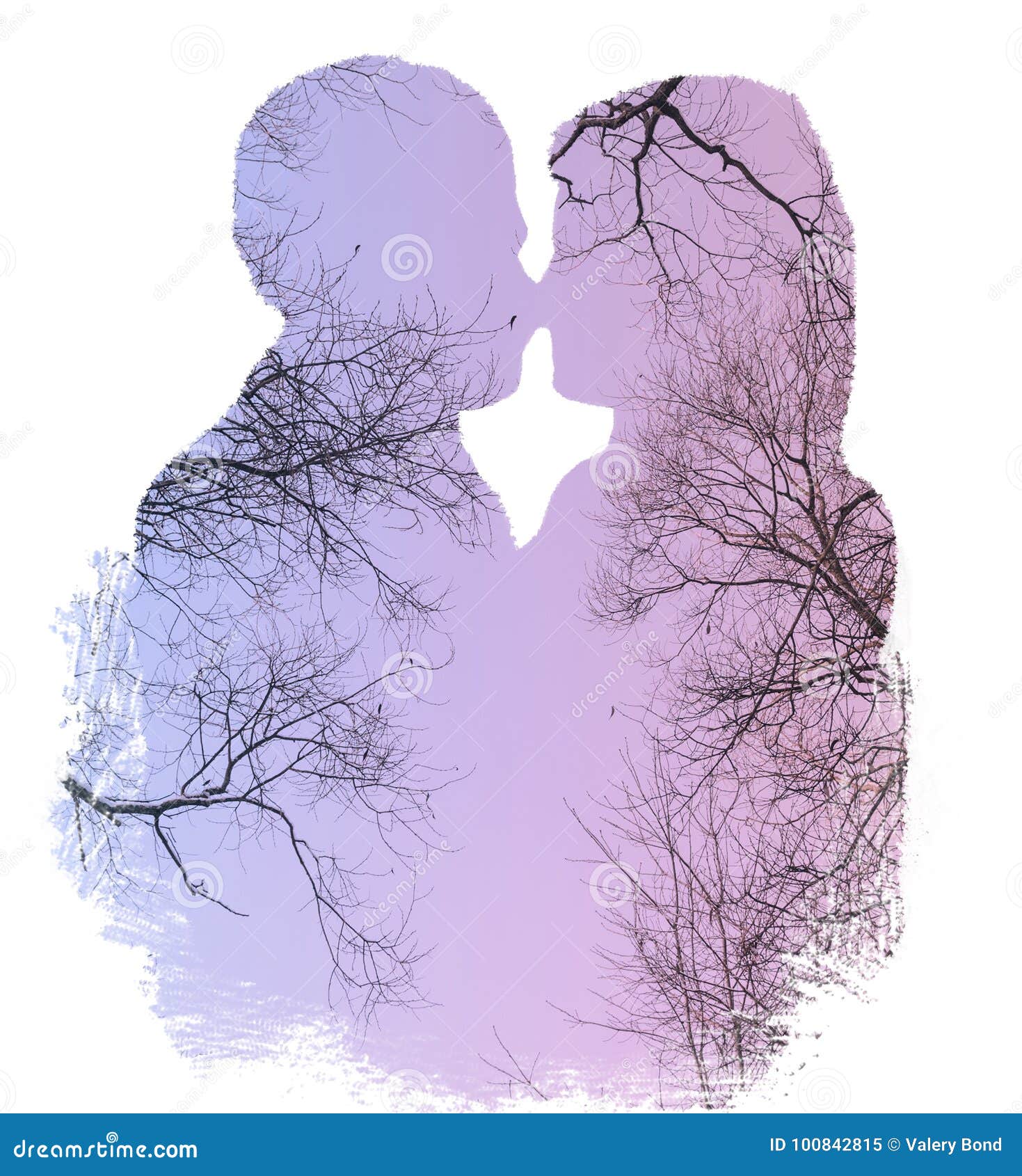 Double Exposure of the Couple and Nature Stock Image - Image of ...