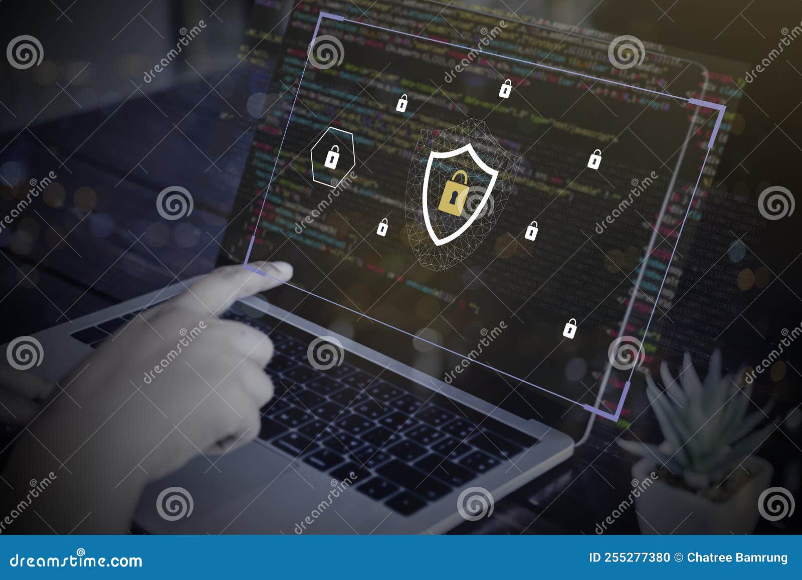 Double Exposure with Cyber Security Protectors Concept Stock Photo ...