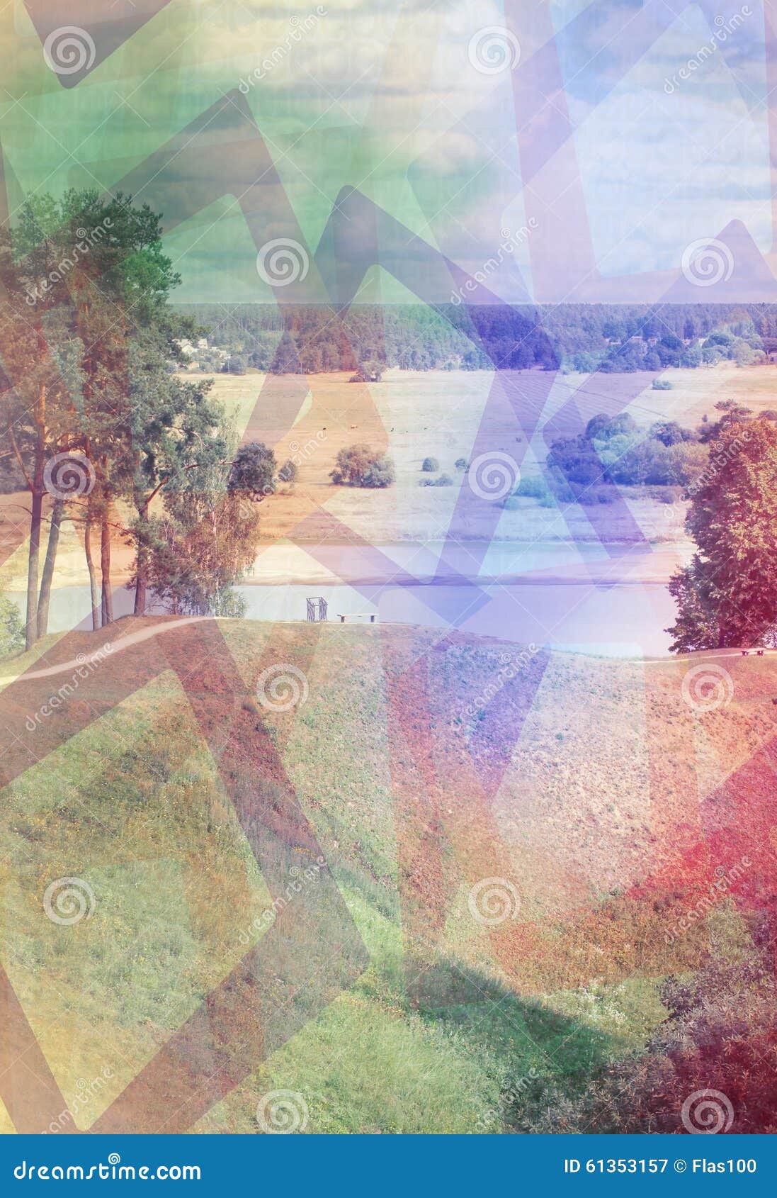 Double Exposure Effect Of Autumnal Trees River Stock Image Image Of