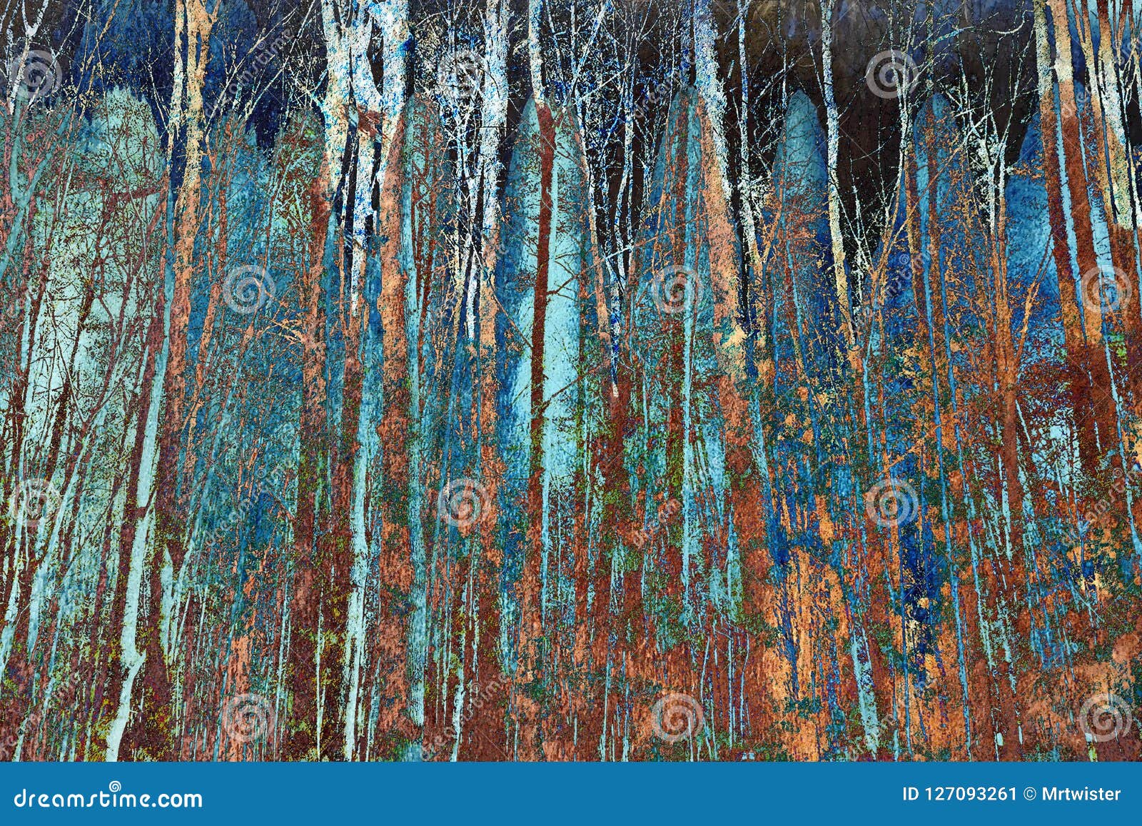 Double Exposure Effect of Bare Autumn Forest Trees Stock Image - Image ...
