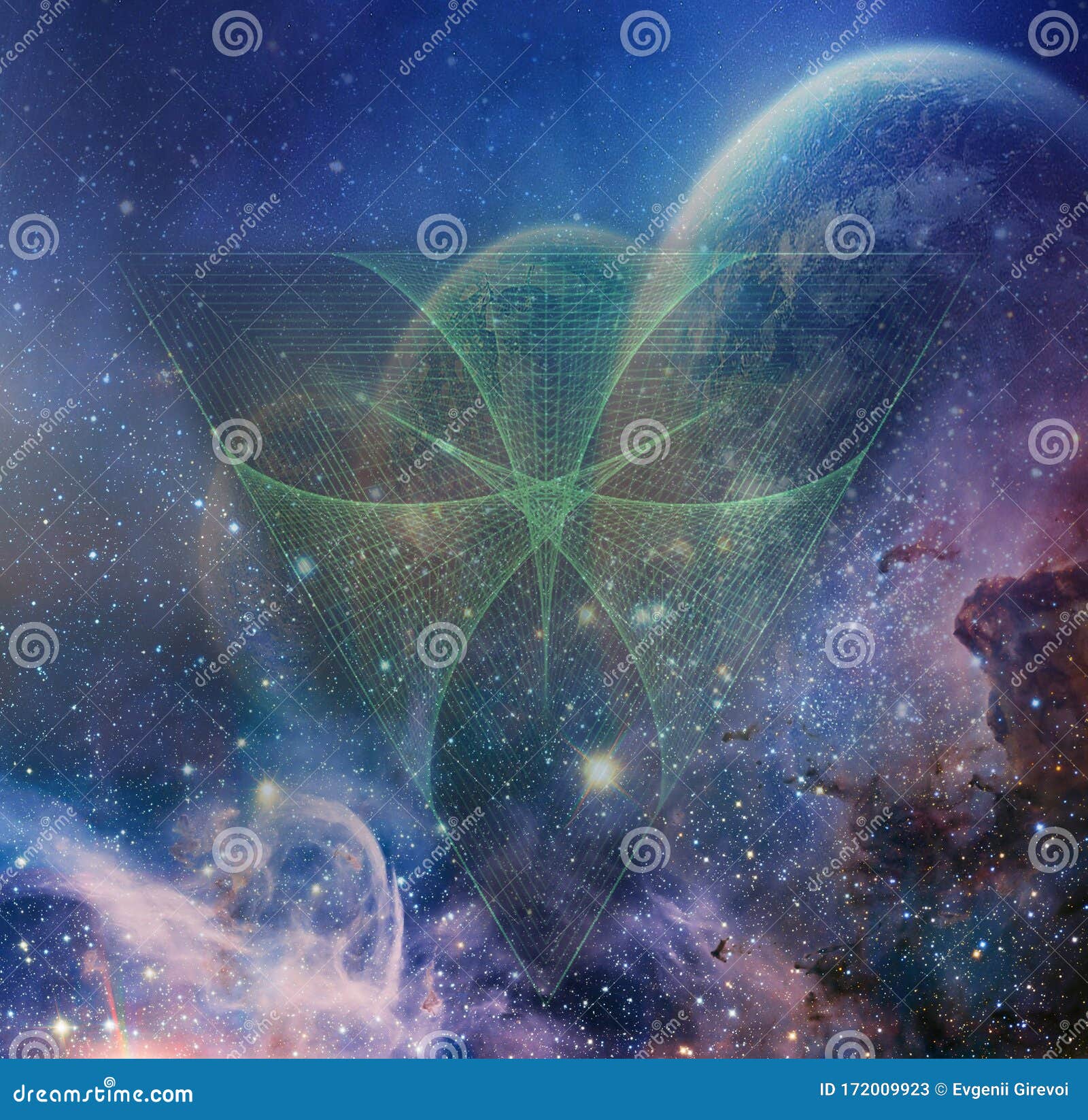 Double Exposure Figure in Space Stock Illustration - Illustration of ...