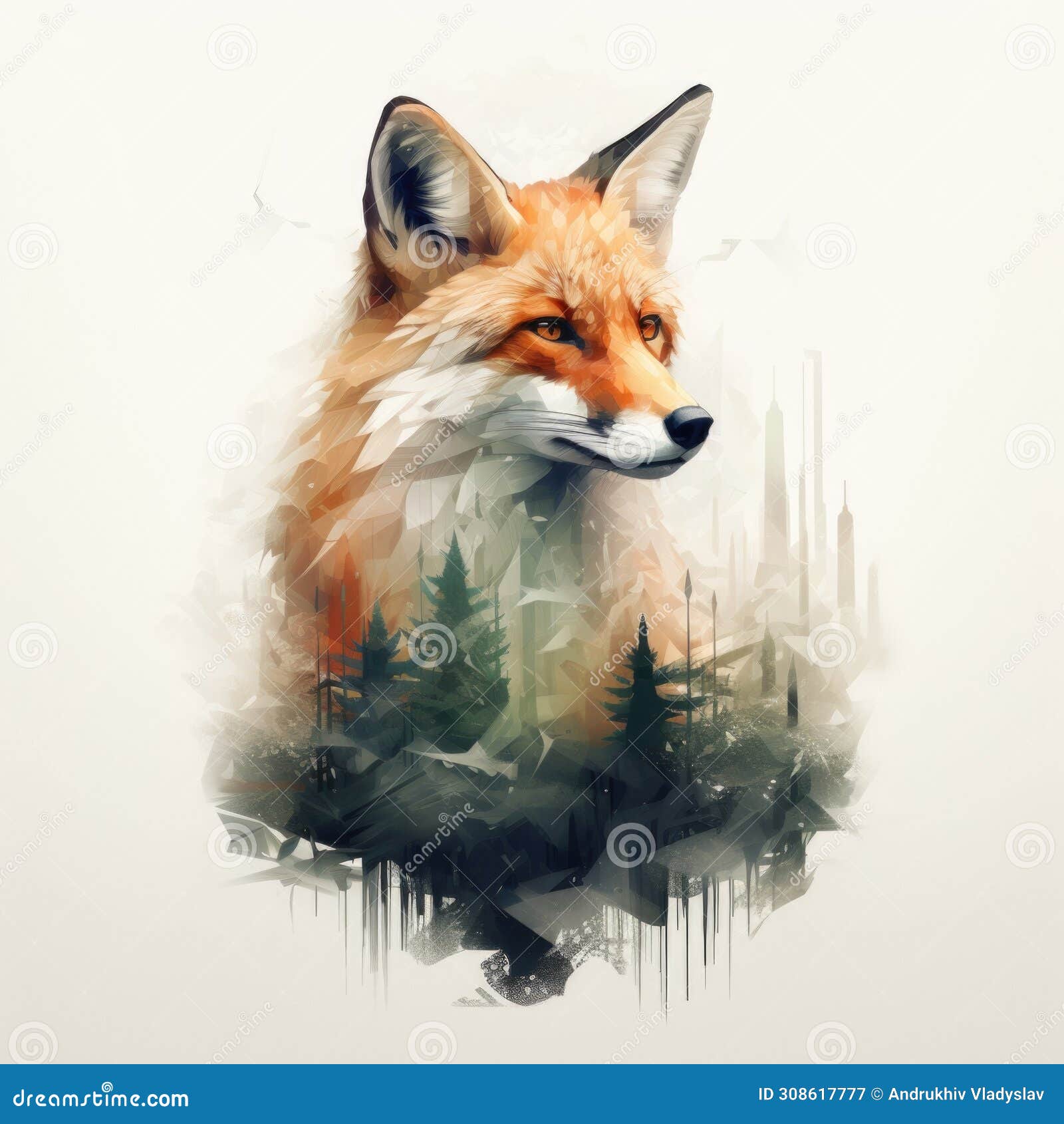 The Double Exposure Fox S Enchanting Presence Stock Illustration ...