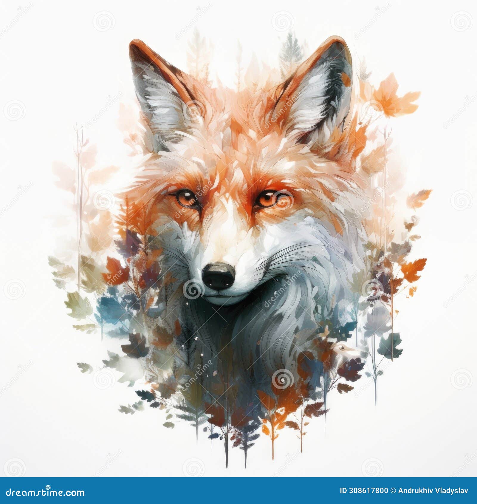 The Double Exposure Fox S Enchanting Presence Stock Illustration ...