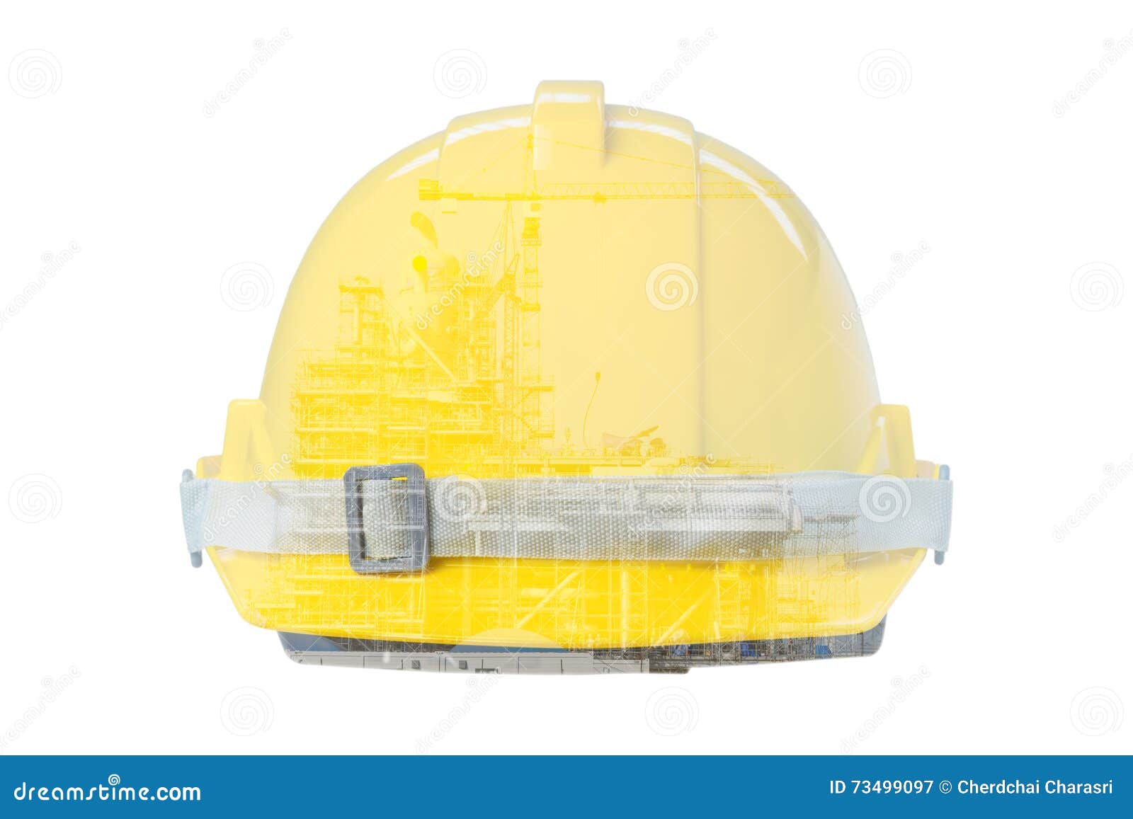 Double Exposure of Front View of Yellow Safety Helmet Stock Image ...