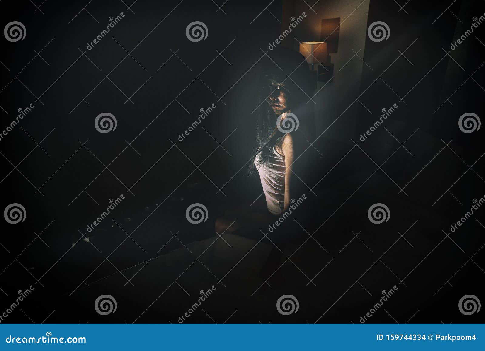 Double Exposure of Ghost Woman in Haunted Hotel with Dark Filter ...
