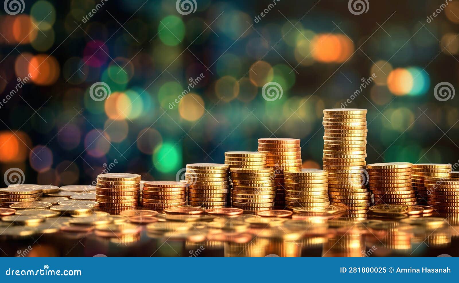 Double Exposure of Graph and Rows of Coins for Finance and Business ...
