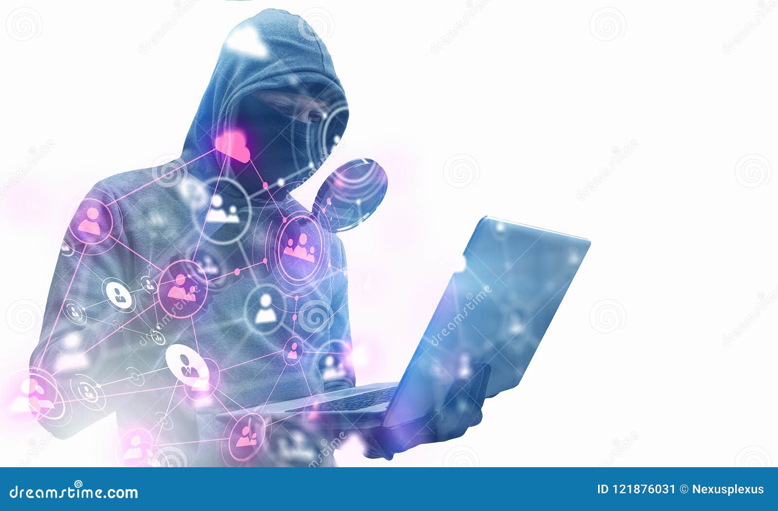 Hacker Man Steal Information Stock Image - Image of network, double ...