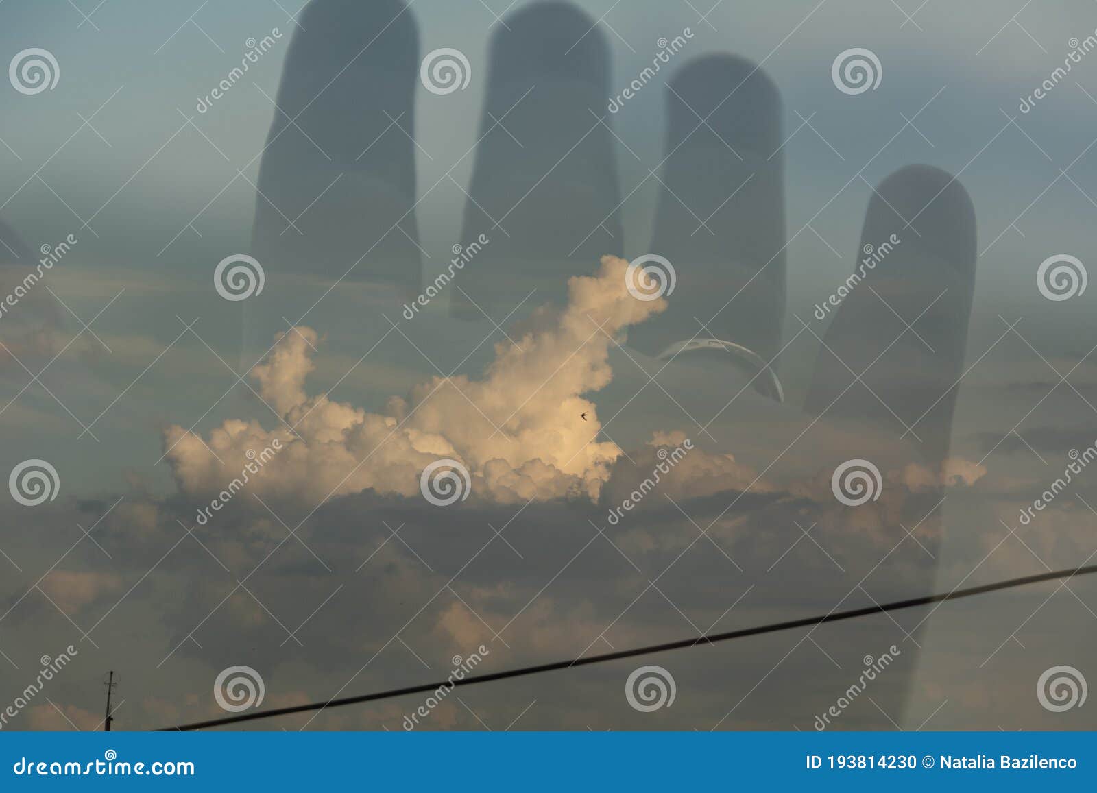 Double Exposure of Hand and Clouds. Double Exposure with a Digital ...