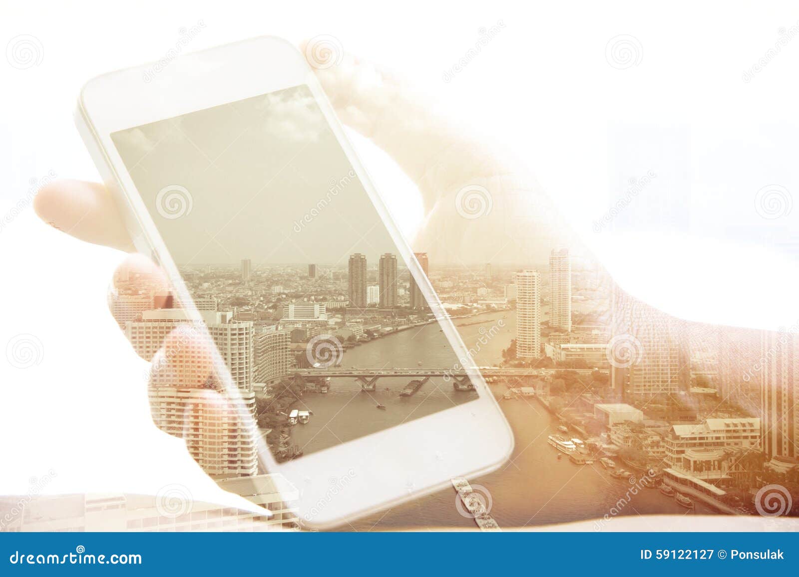 Double Exposure of Hand with Mobile Phone Stock Image - Image of human ...