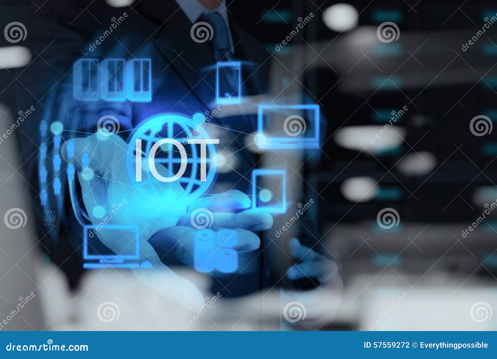Double Exposure of Hand Showing Internet of Things (IoT) Stock Photo ...