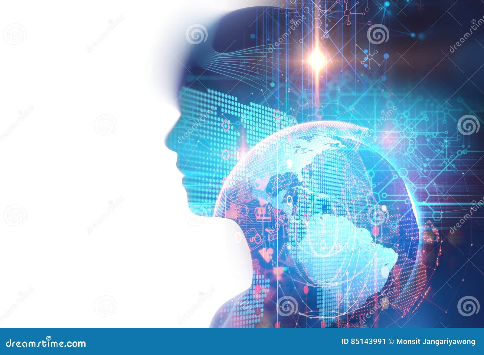 Double Exposure Image of Virtual Human 3dillustration Stock ...