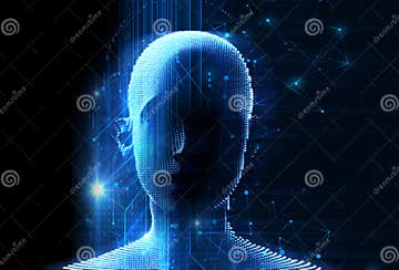 Double Exposure Image of Virtual Human 3dillustration Stock ...