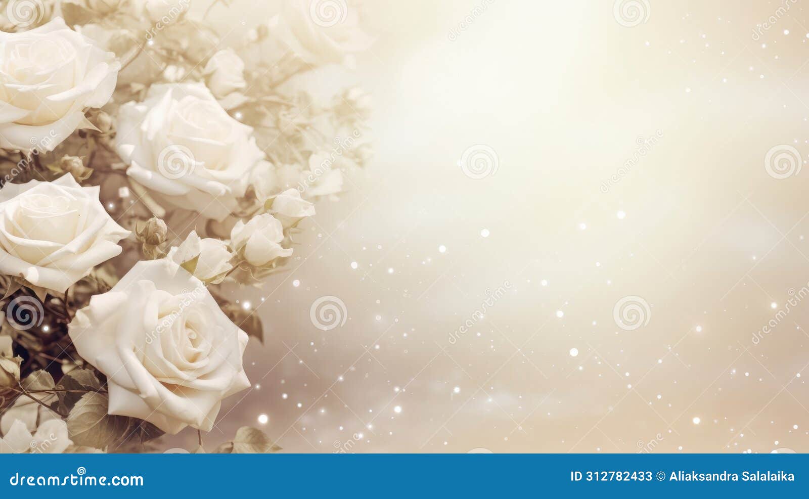 Double Exposure Light on White Roses Frame, Greeting Card Template with ...