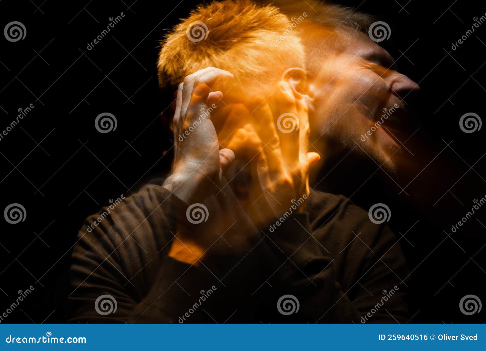 Double Exposure on Man Projecting Inner Thoughts Stock Photo - Image of ...