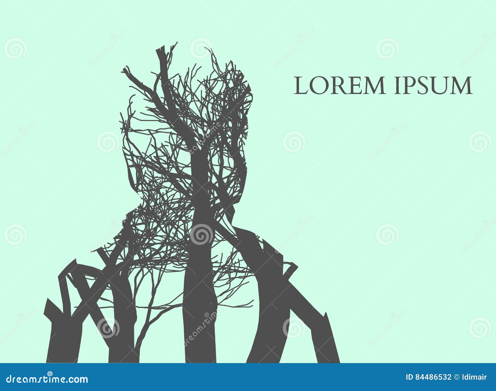 Double Exposure Man Silhouette and Tree. Double Exposure Vector Stock ...
