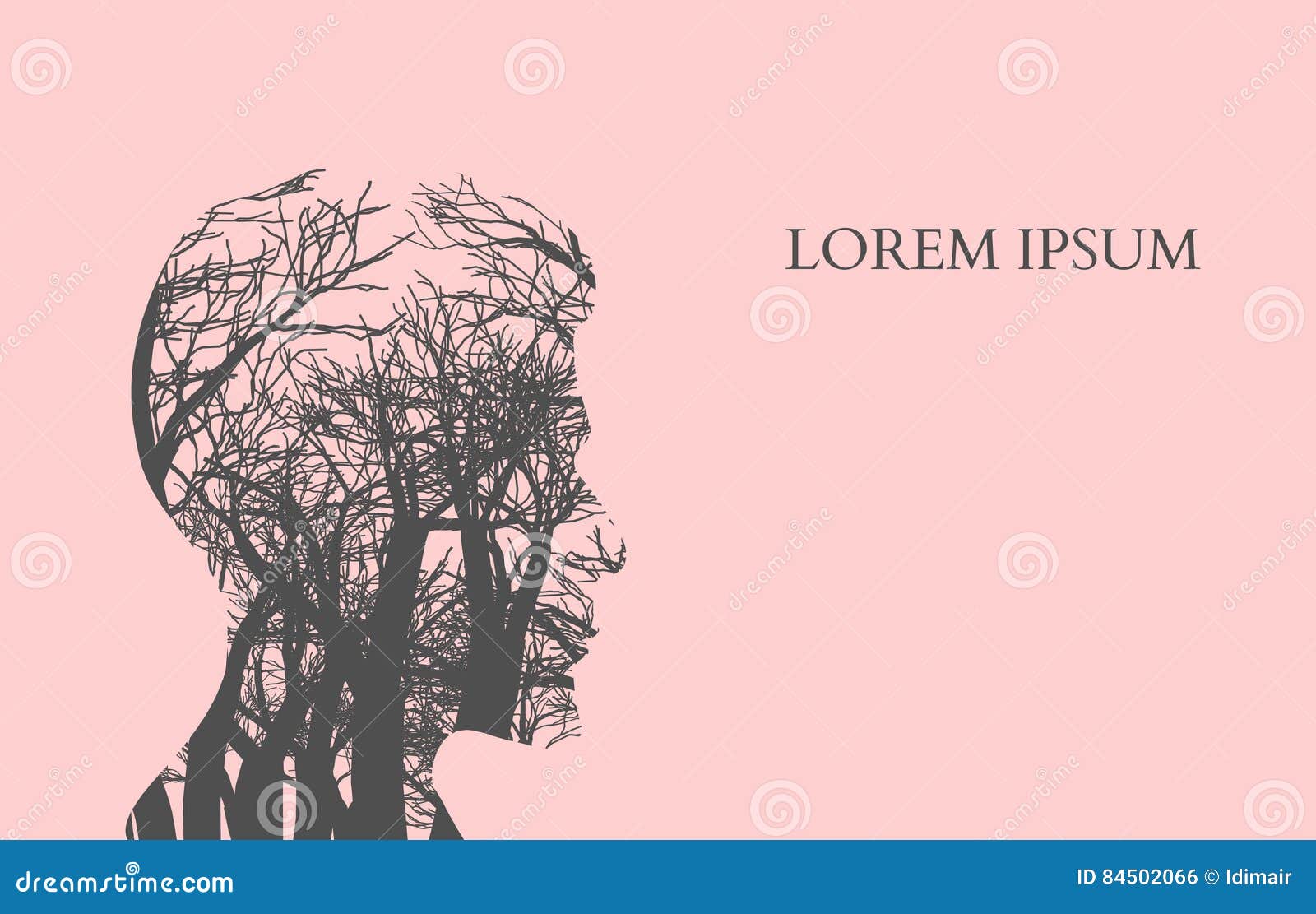 Double Exposure Man Silhouette and Tree. Double Exposure Vector Stock ...