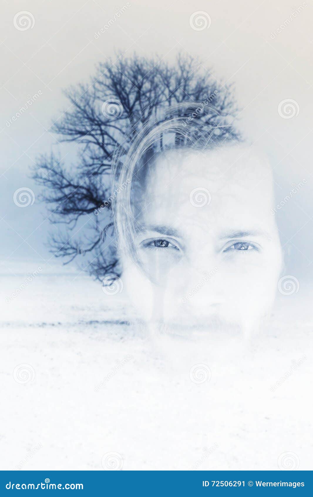 Double Exposure of Man and Tree in Winter Stock Image - Image of ...