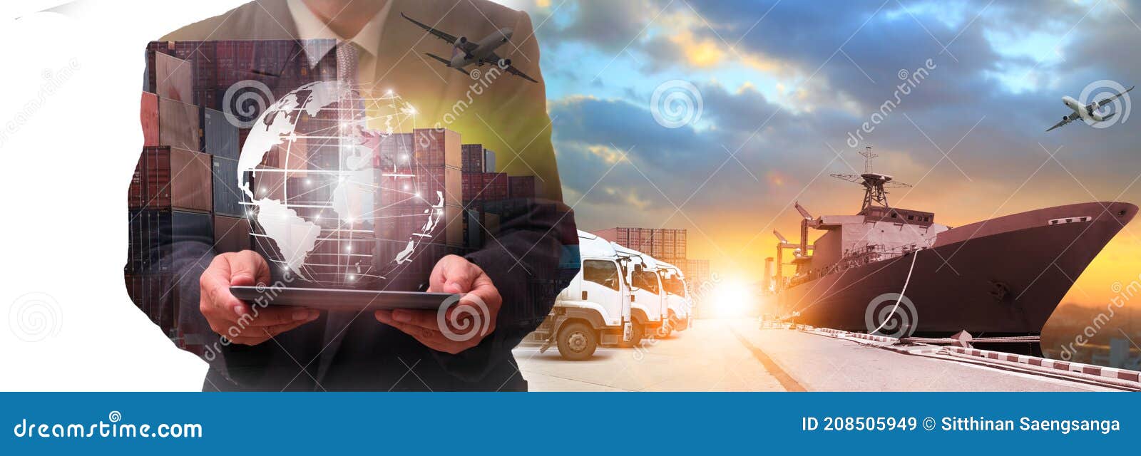 World Map With Logistic Network Distribution On Background, Logistic ...