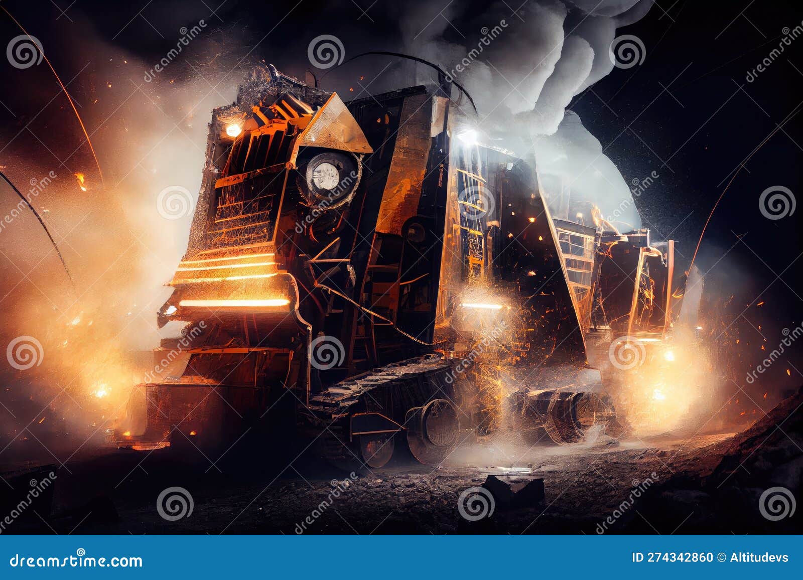 Double Exposure of Mining Equipment and Underground Coal Mine, with ...