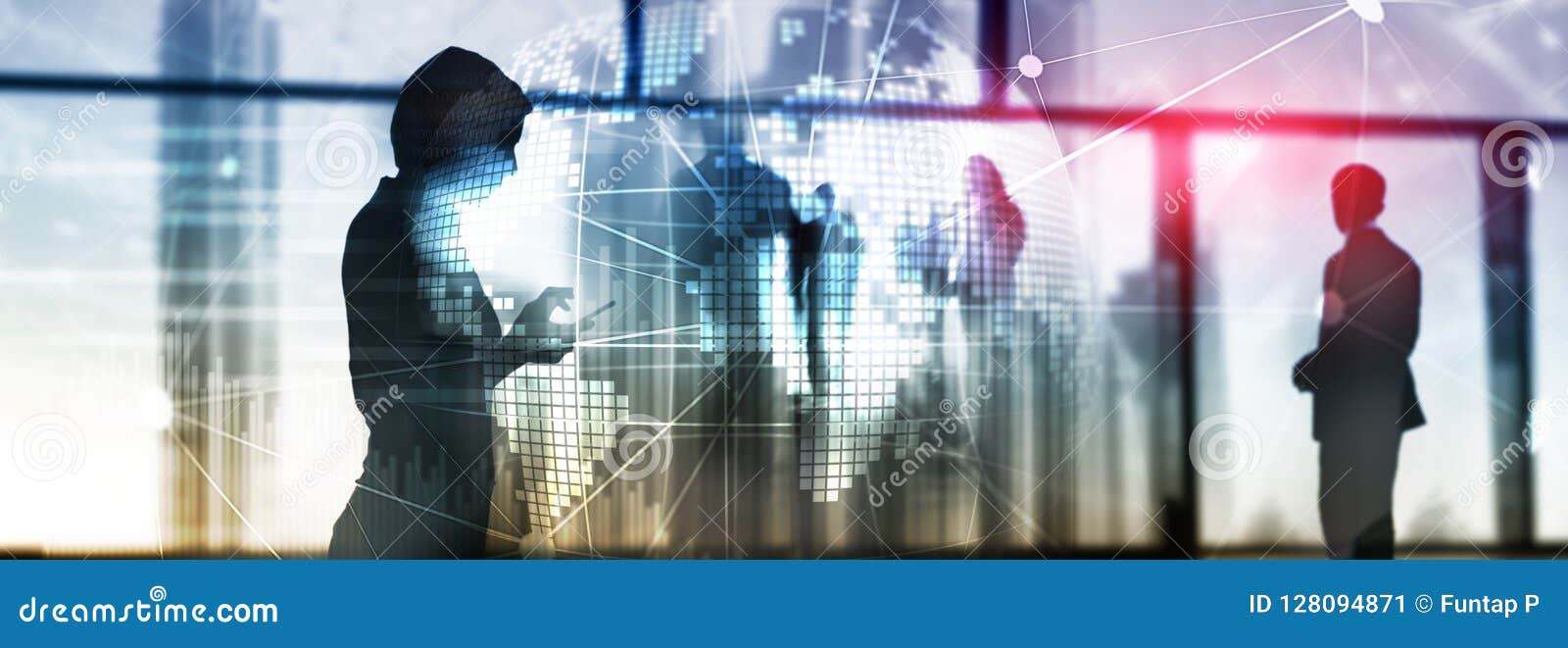 Double Exposure Mixed Media. 3D Earth Planet Hologram and Communication ...